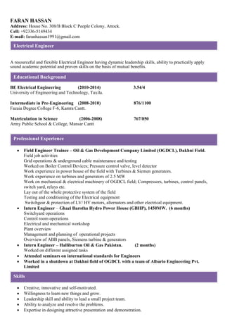 CV FARAN HASSAN 1 | PDF