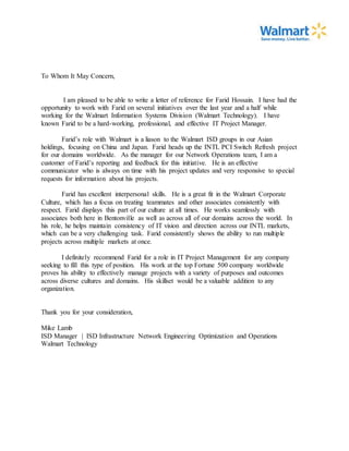 Mike Lamb Recommendation Letter | PDF