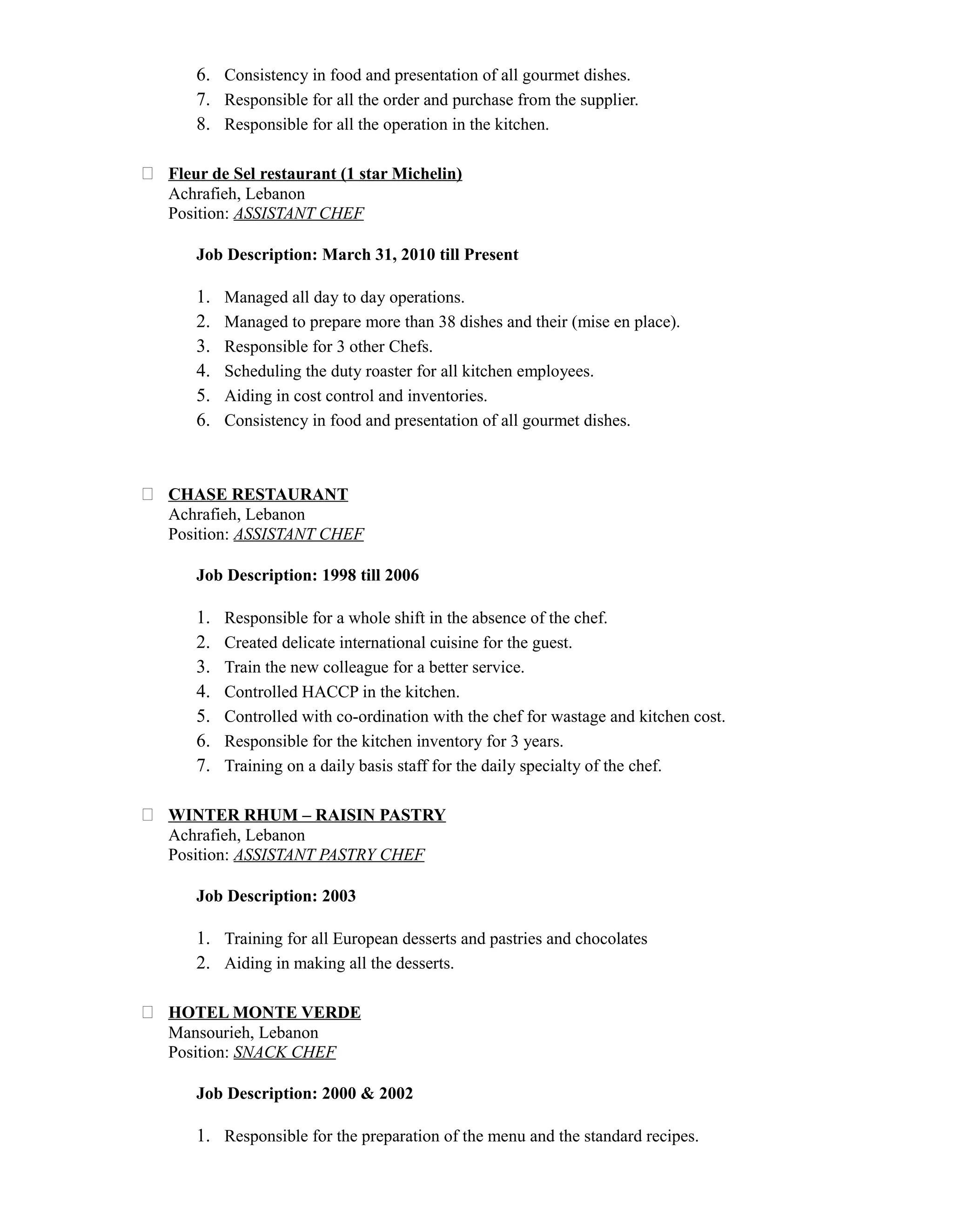 Georges Nakhle cv | RTF | Cooking | Food & Drink