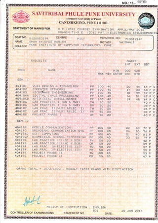final year marksheet | PDF