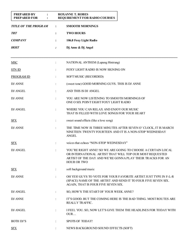 FM Radio Program Script | PDF