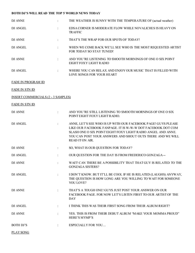 FM Radio Program Script | PDF
