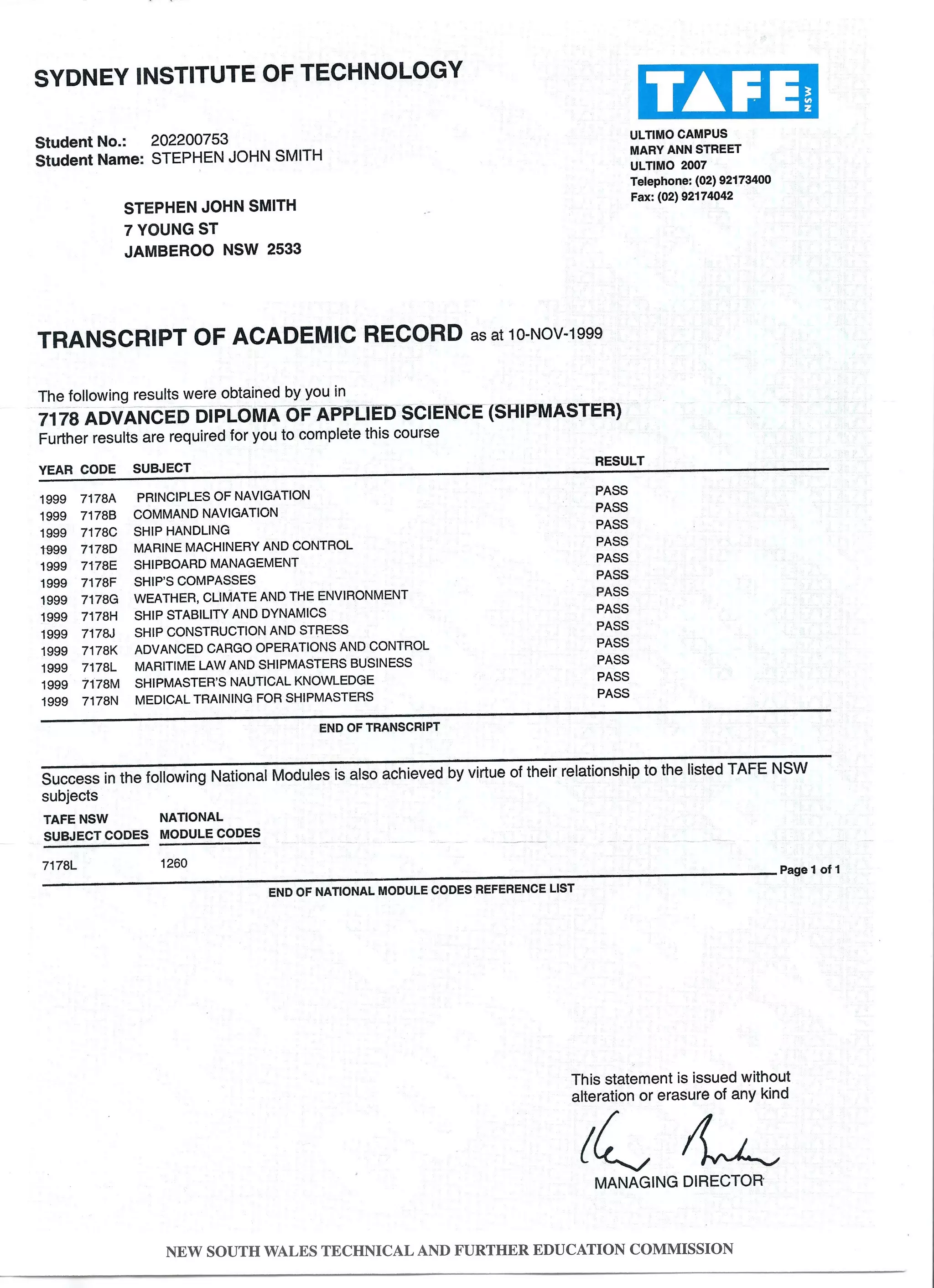 Shipmaster Diploma & AMSA | PDF