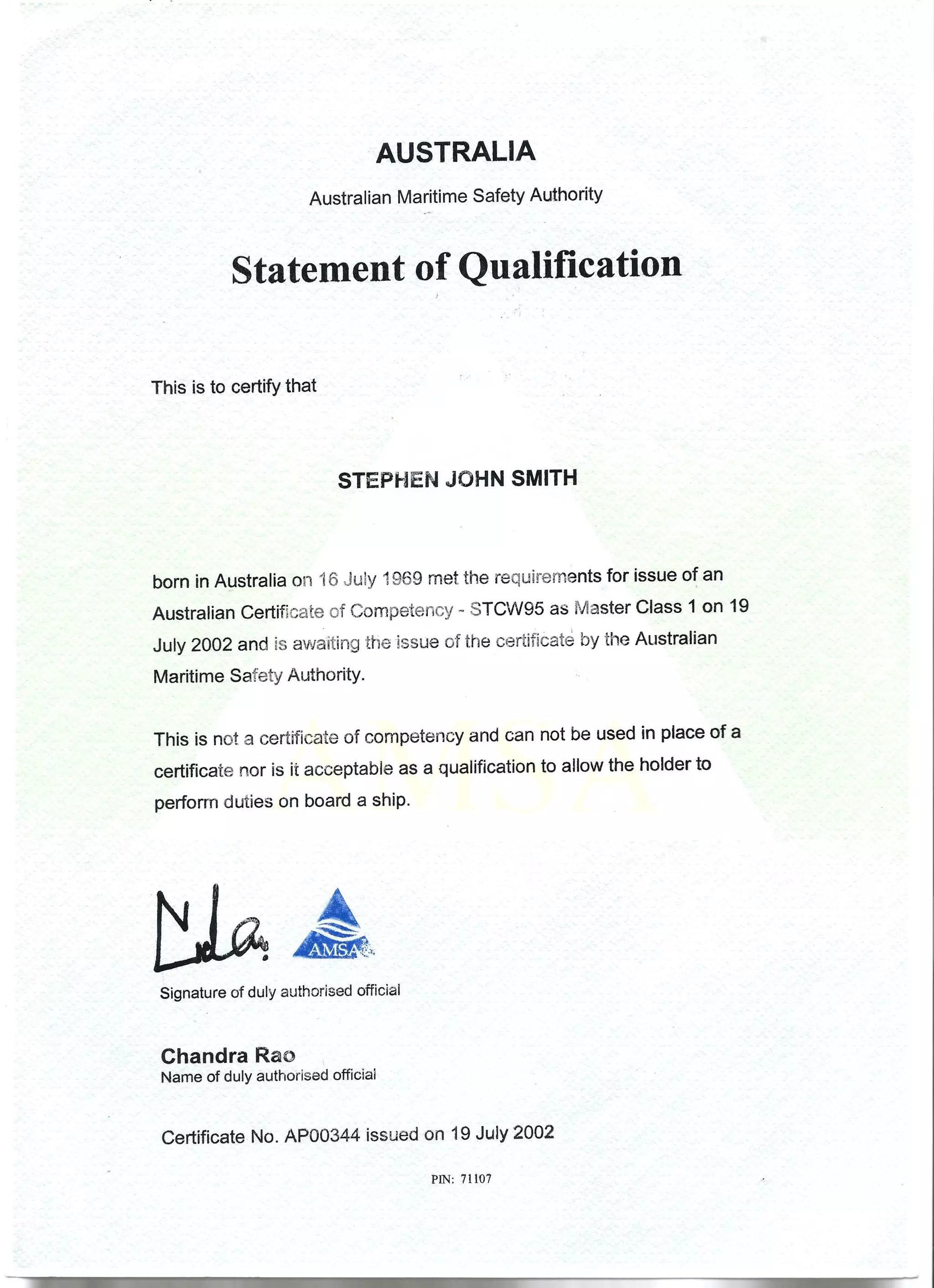 Shipmaster Diploma & AMSA | PDF