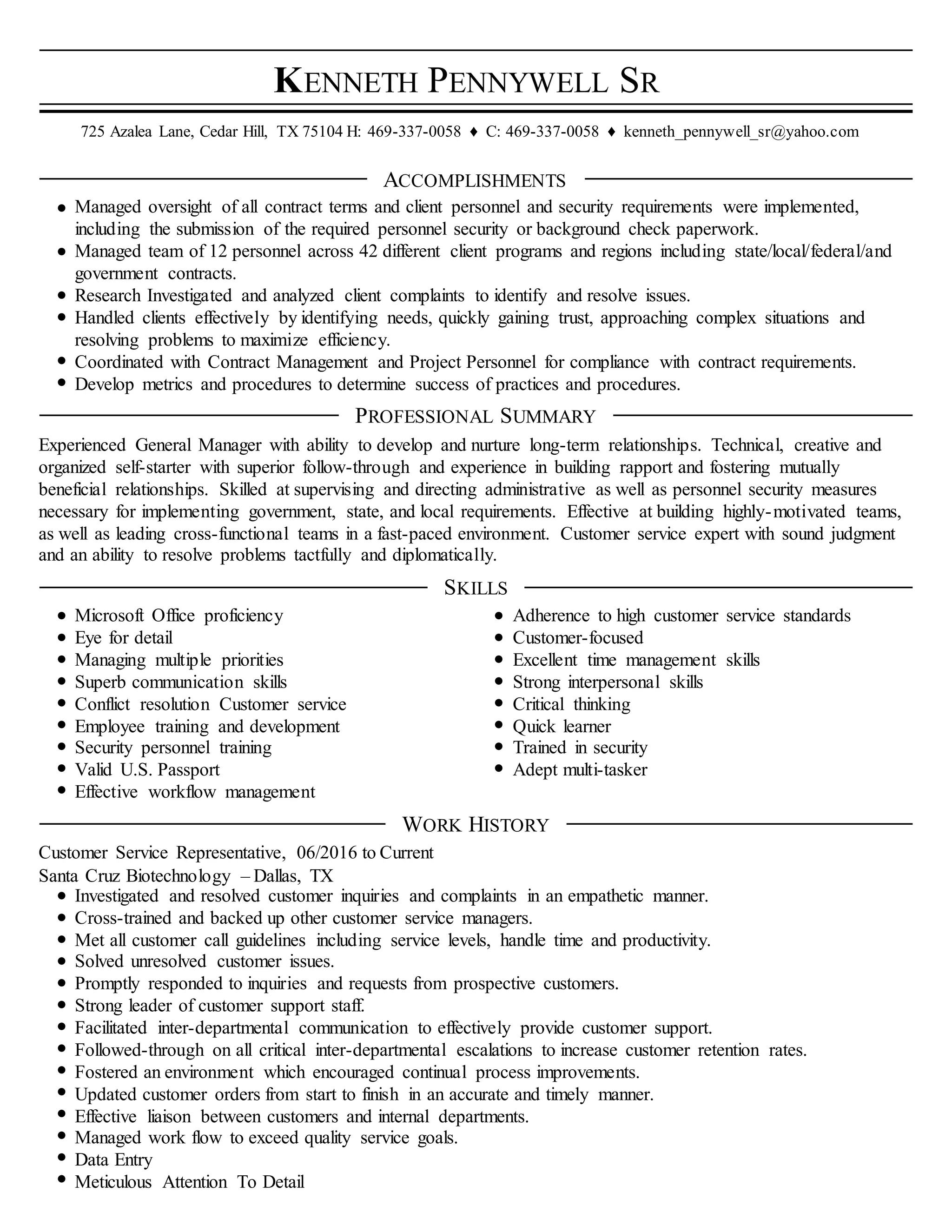 Kenneth Pennywell Sr Resume 2 | PDF