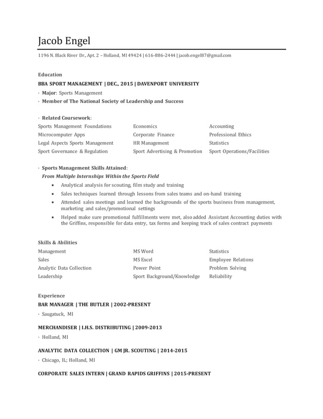 Jacob Engel Resume | DOCX | Business | Business and Finance