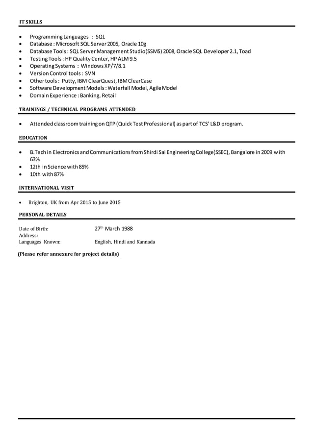 Resume_ChetanShetty | DOCX | Databases | Computer Software and Applications