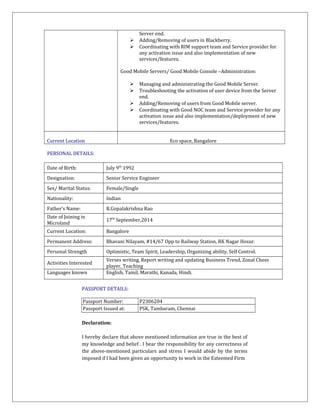 Resume-Roopa | DOC | Databases | Computer Software and Applications