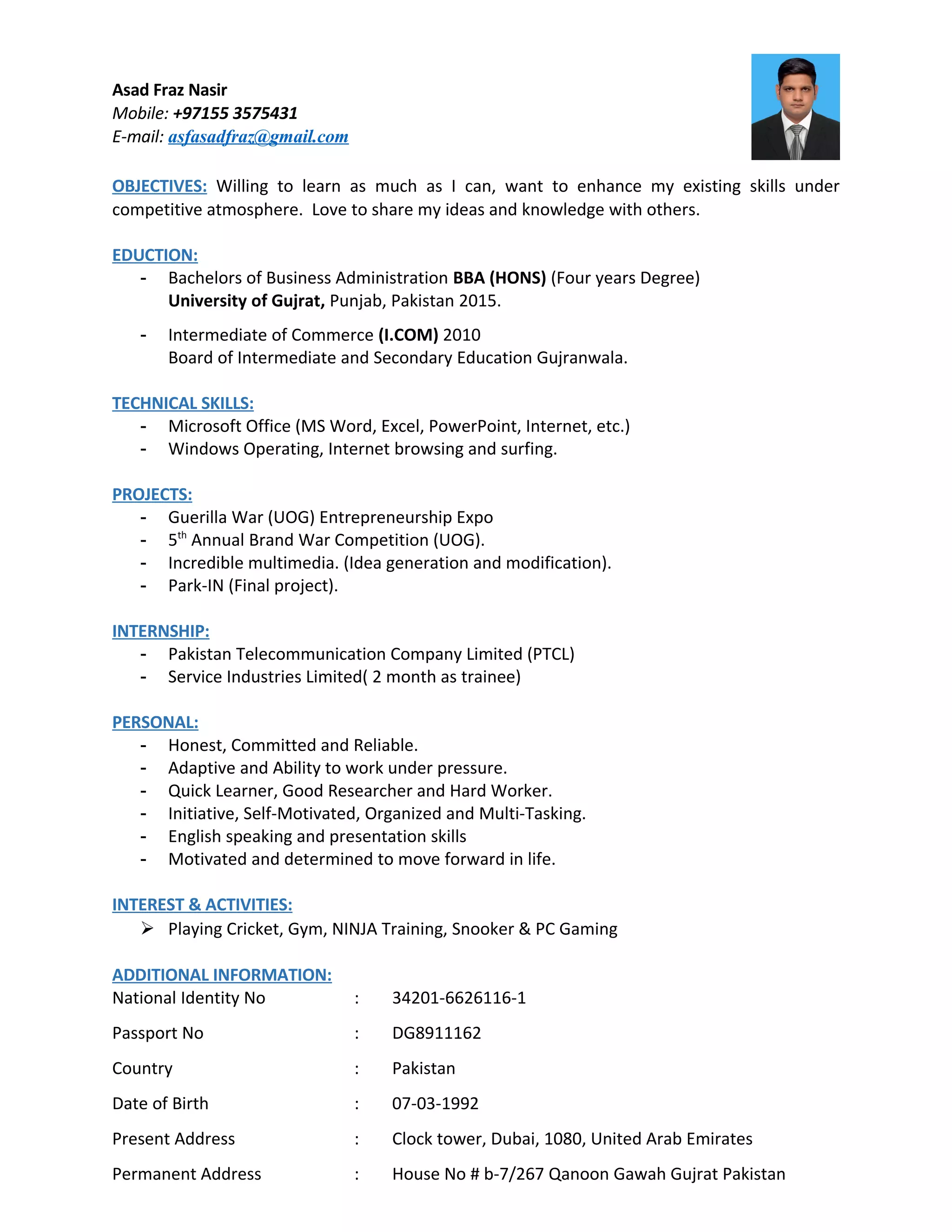 ASF Nasir CV-May 2016 | DOC