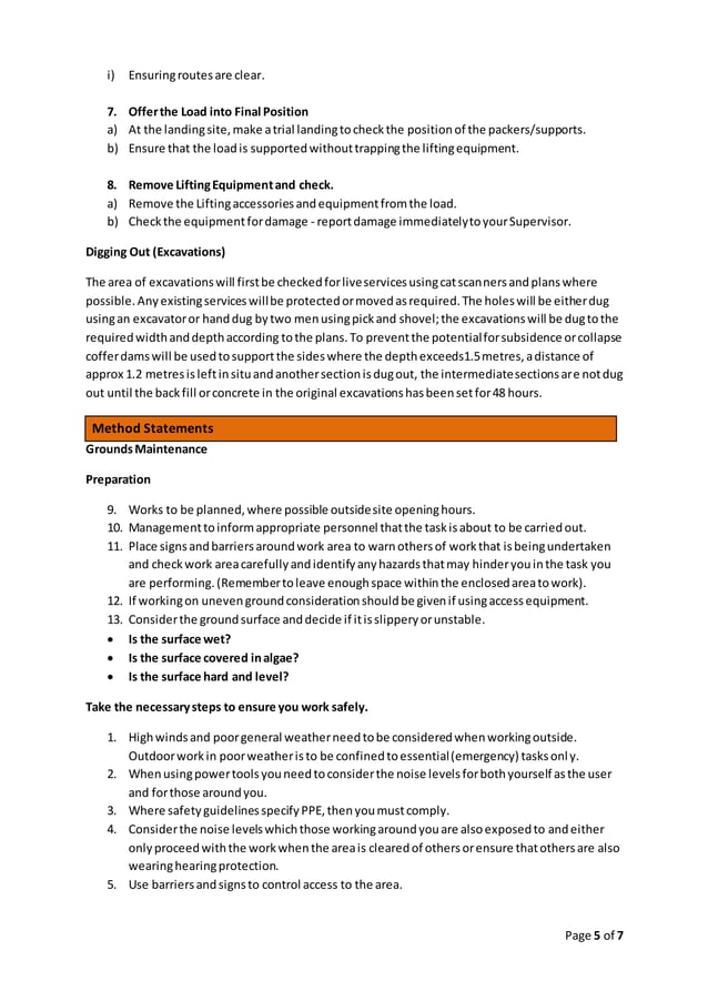 Grounds Maintenance Method Statement | DOCX
