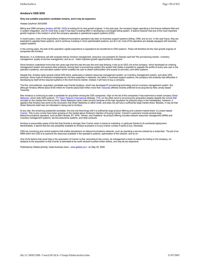 Amdocs OSS SOS | PDF