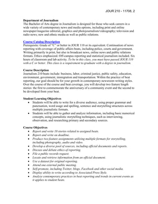 JOUR 210_11708 | PDF | Undergraduate Education | College Education