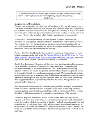 JOUR 210_11708 | PDF | Undergraduate Education | College Education