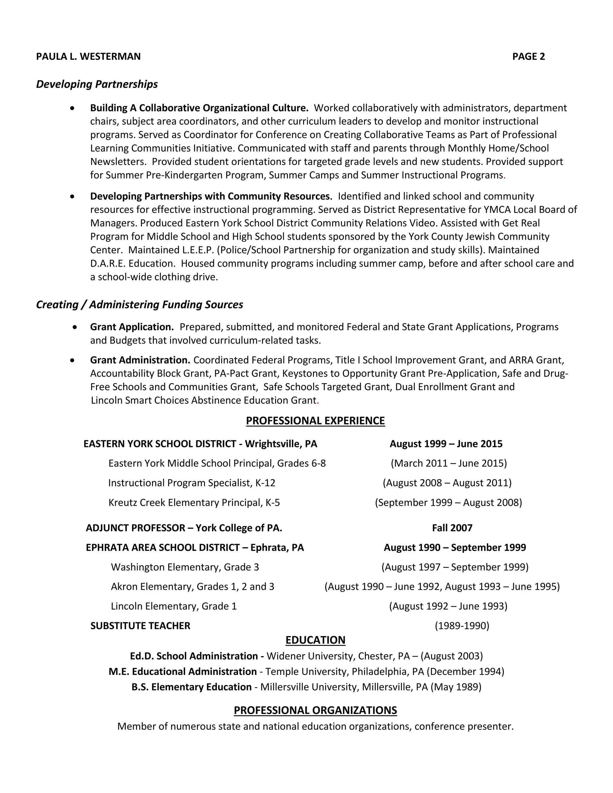 Westerman, Paula - Resume | PDF