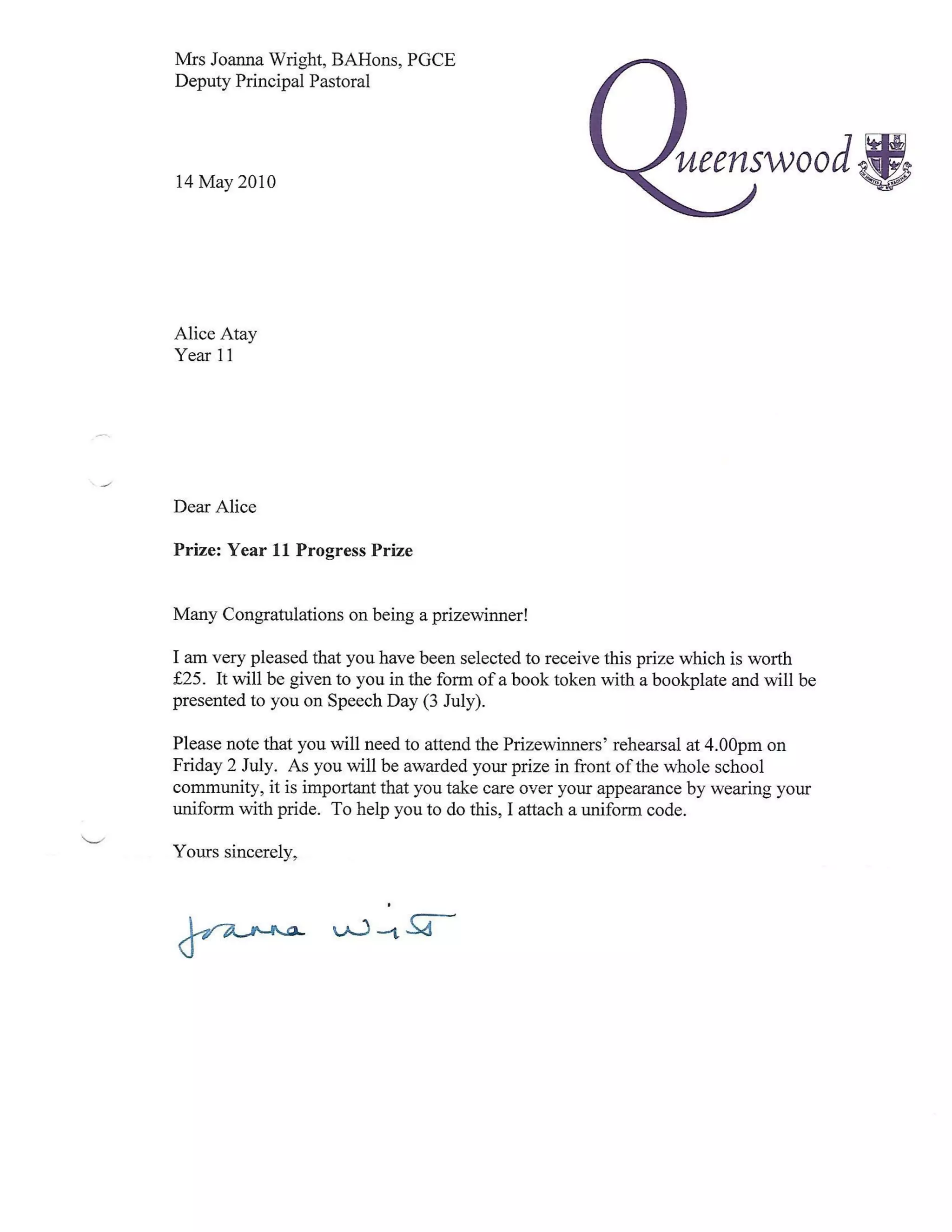 Queenswood School Year 11 Progress Prize | PDF
