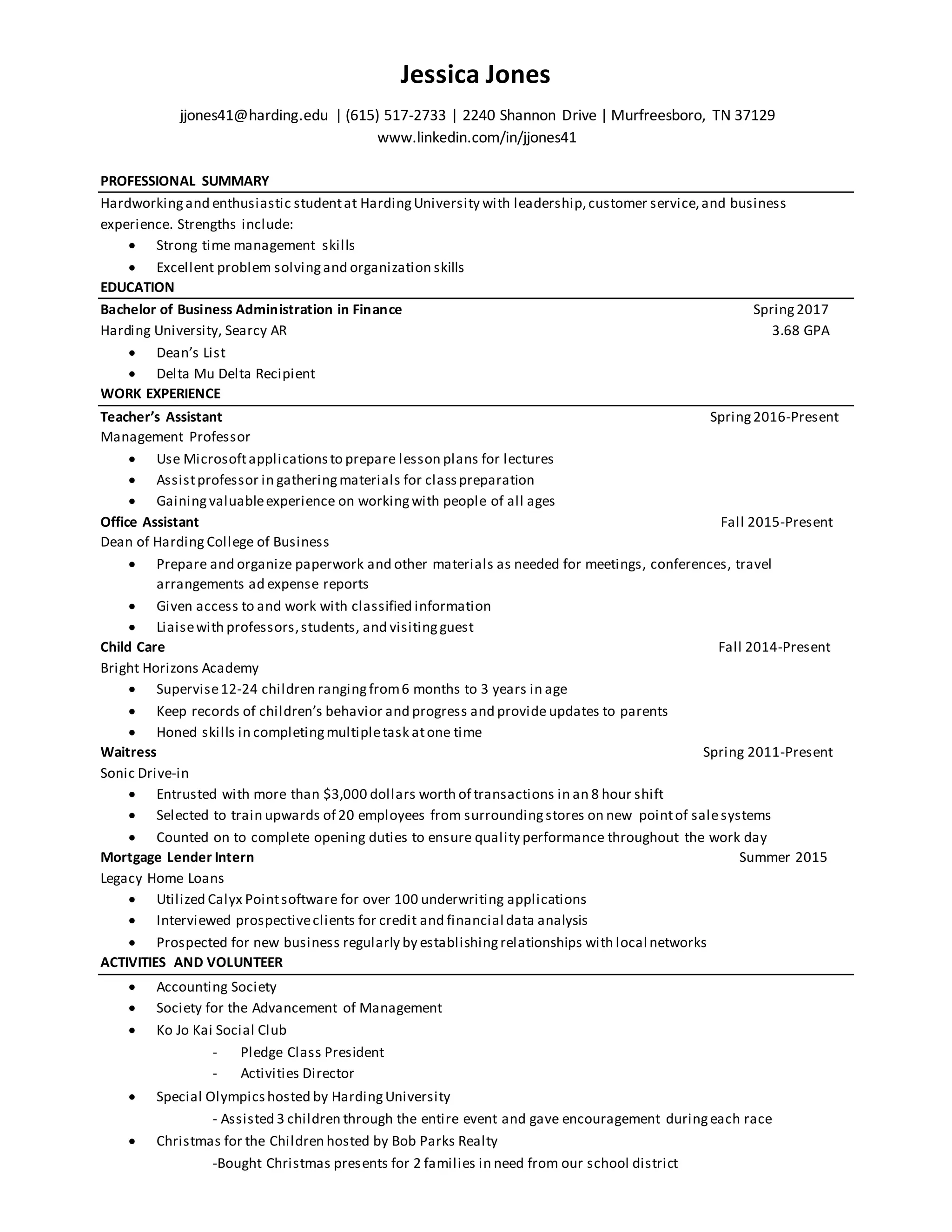 Jessica Jones Resume | DOCX