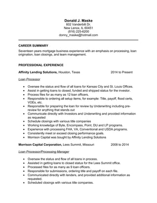 Donny resume | DOC