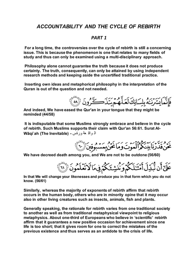 ACCONTABILITY AND CYCLE OF BIRTH PART 1 | DOCX | Islam | Religion ...