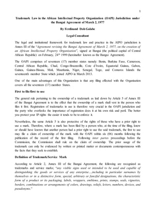 Trademark Law in the African Intellectual Property Organization zone | DOCX