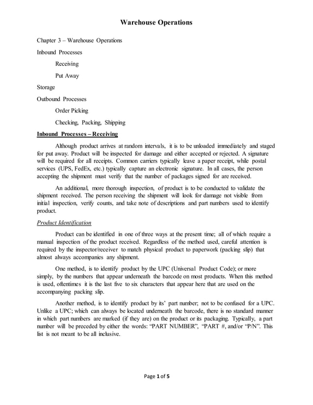 Warehouse Operations SOP edit | DOCX