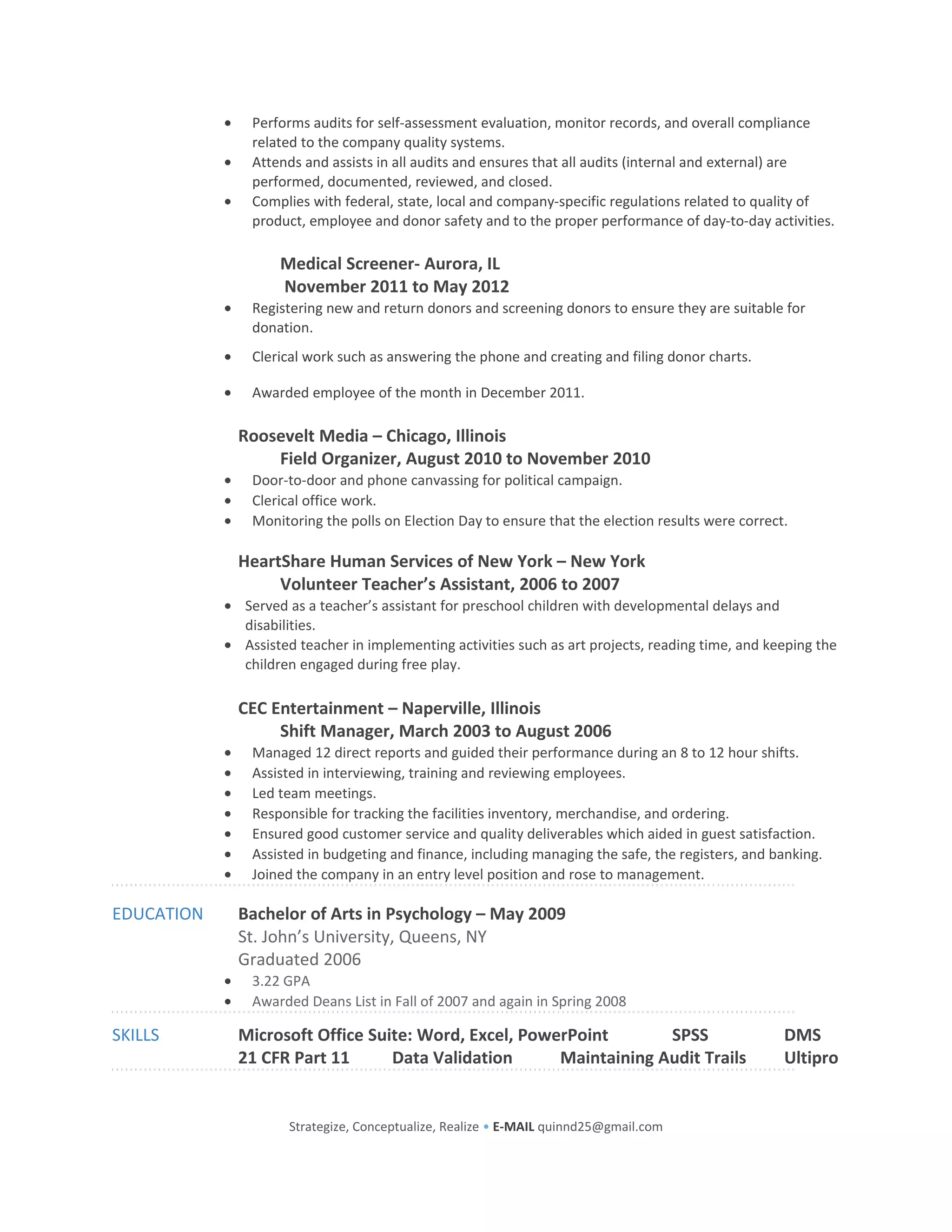 Quinn Davis_Quality Assurance Supervisor | DOC