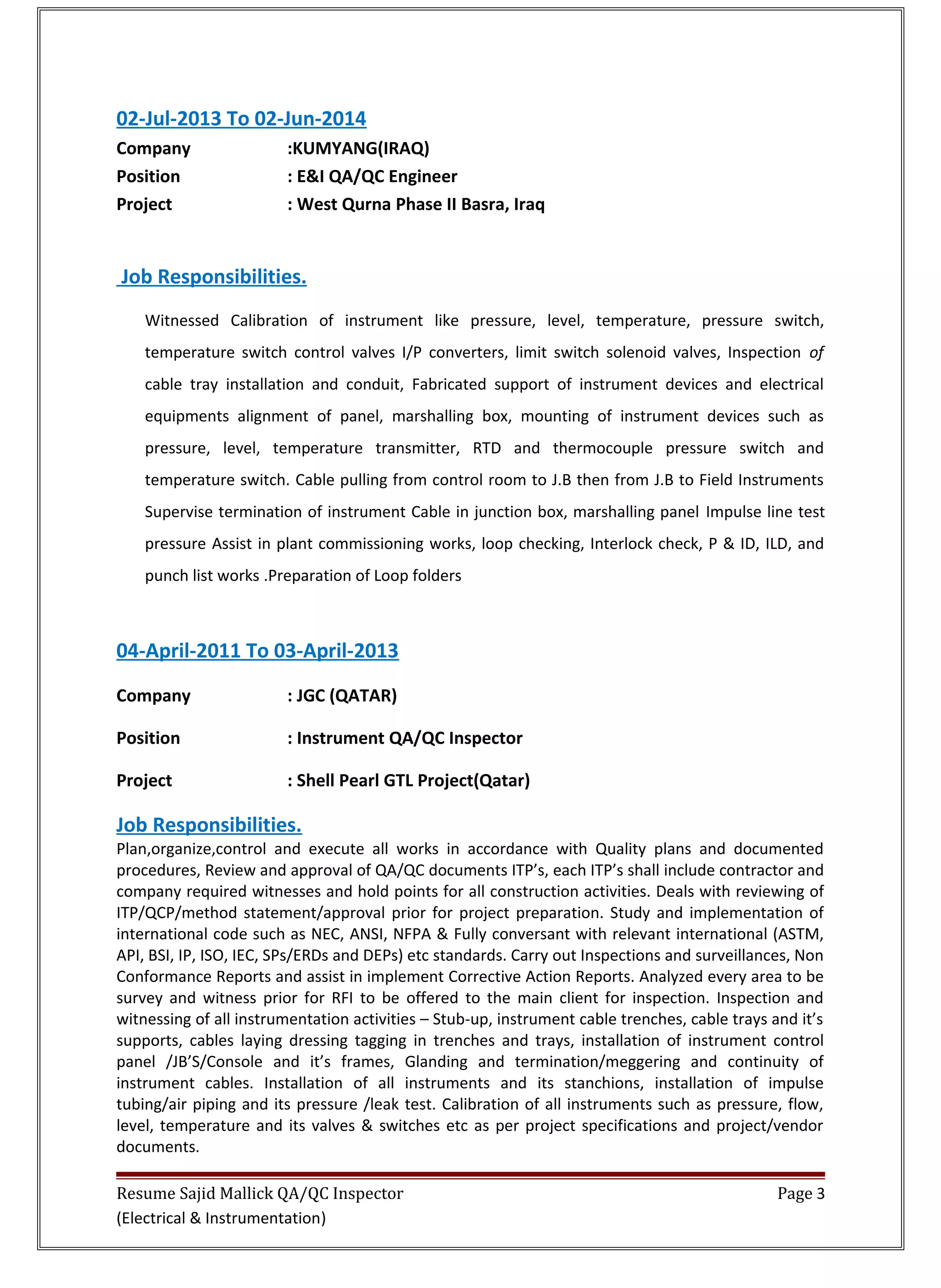 mallick resume qc eng. | DOC