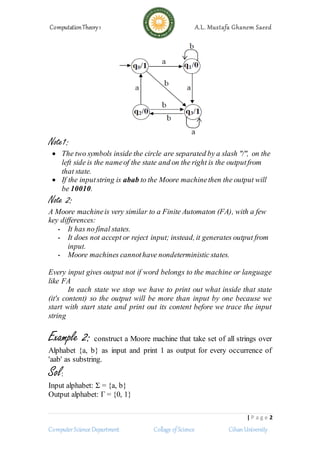 Finite State Machines with Output | PDF