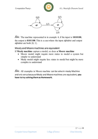 Finite State Machines with Output | PDF