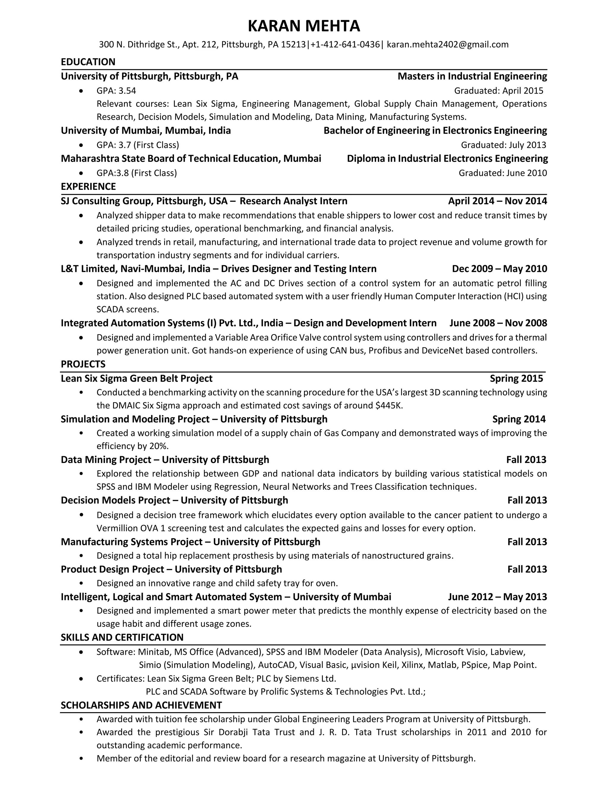 Karan Mehta- Resume | PDF