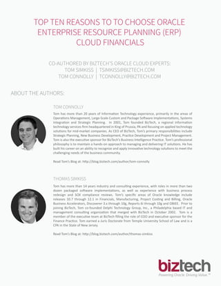 Top 10 Reasons to Choose Oracle ERP Cloud Financials | PDF