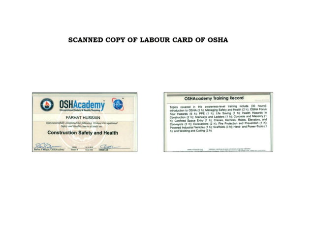 OSHA with Labour Card | PDF