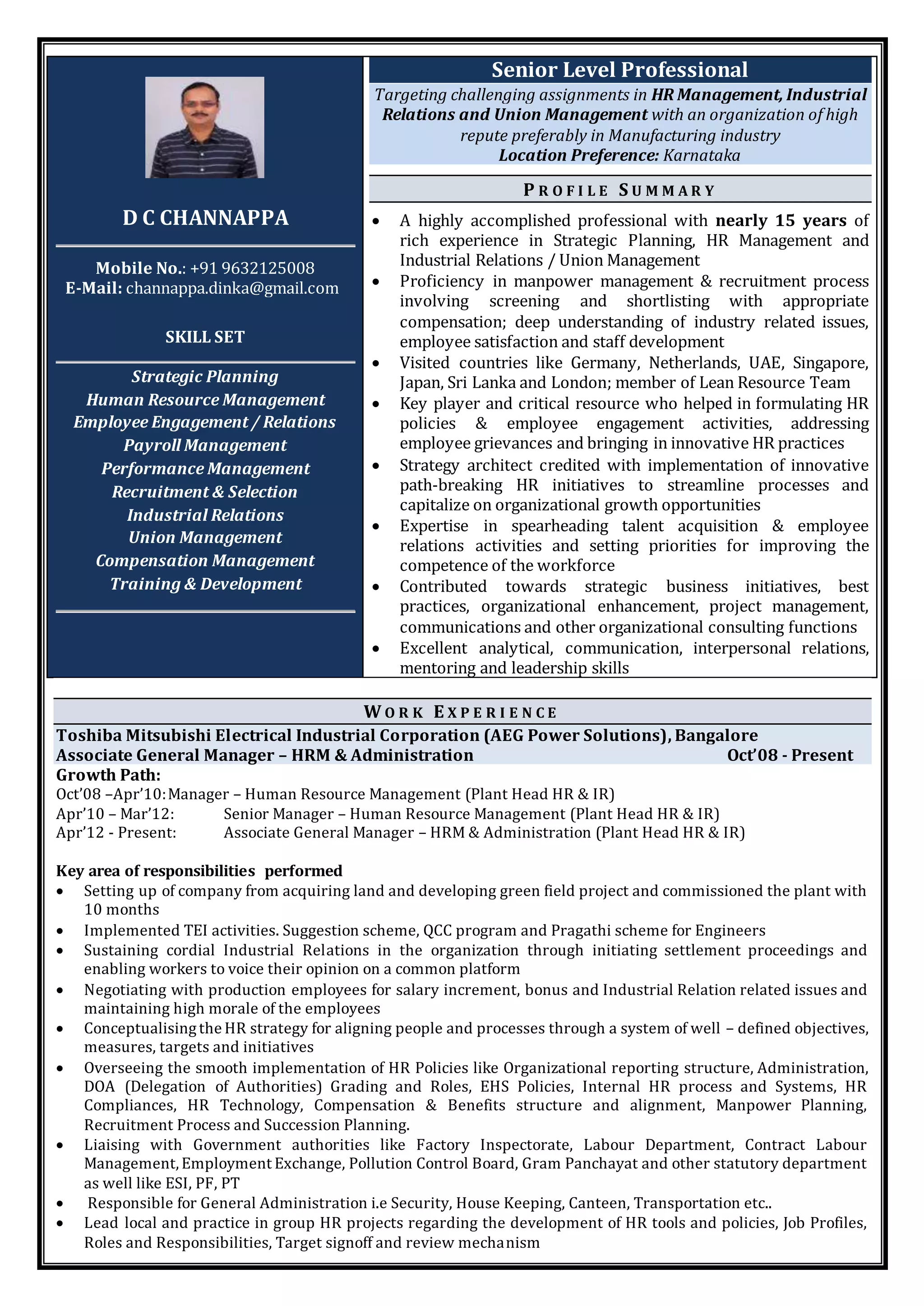 Profile _ DC Channappa HRM | DOCX