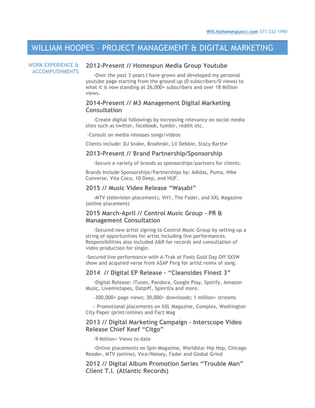 William Hoopes Resume | PDF