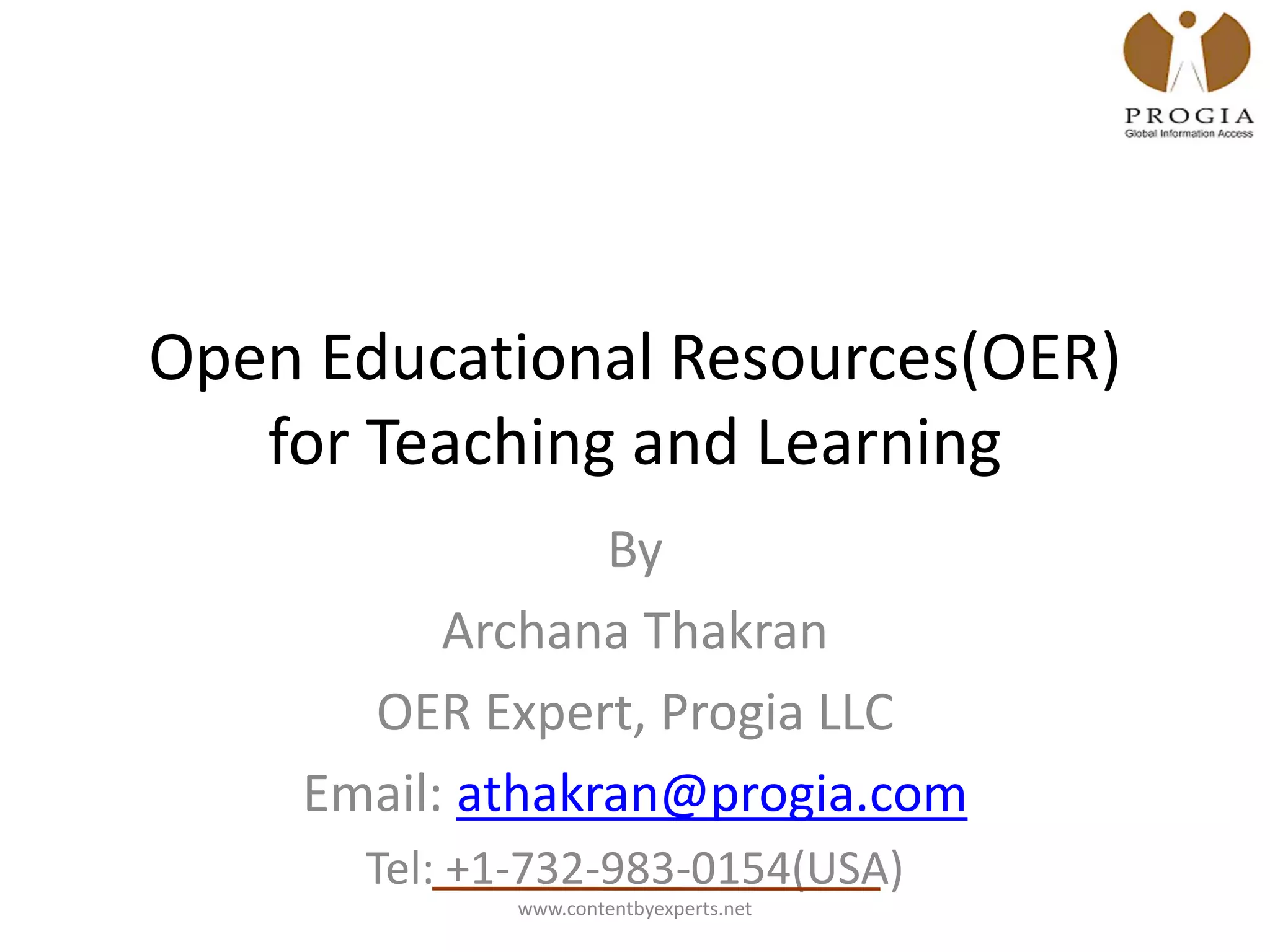 Open educational resources (oer) for teaching and learning | PPT