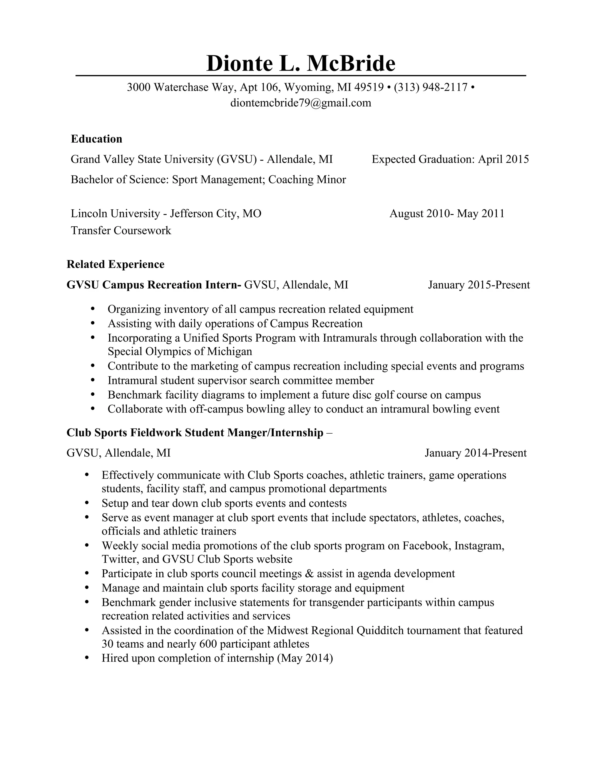 Dionte McBride- Resume | PDF