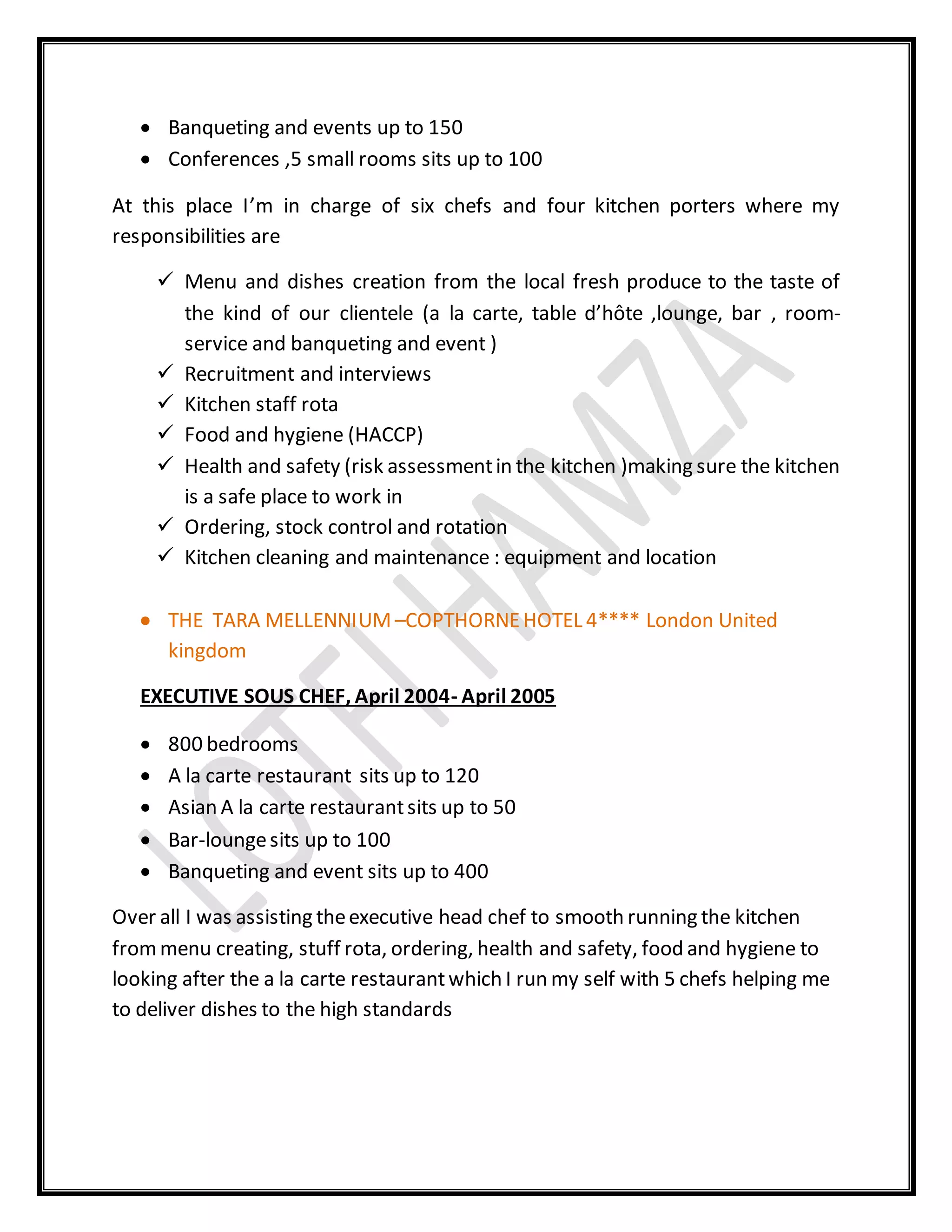 lotfi hamza cv | DOCX | Dining Out | Food & Drink