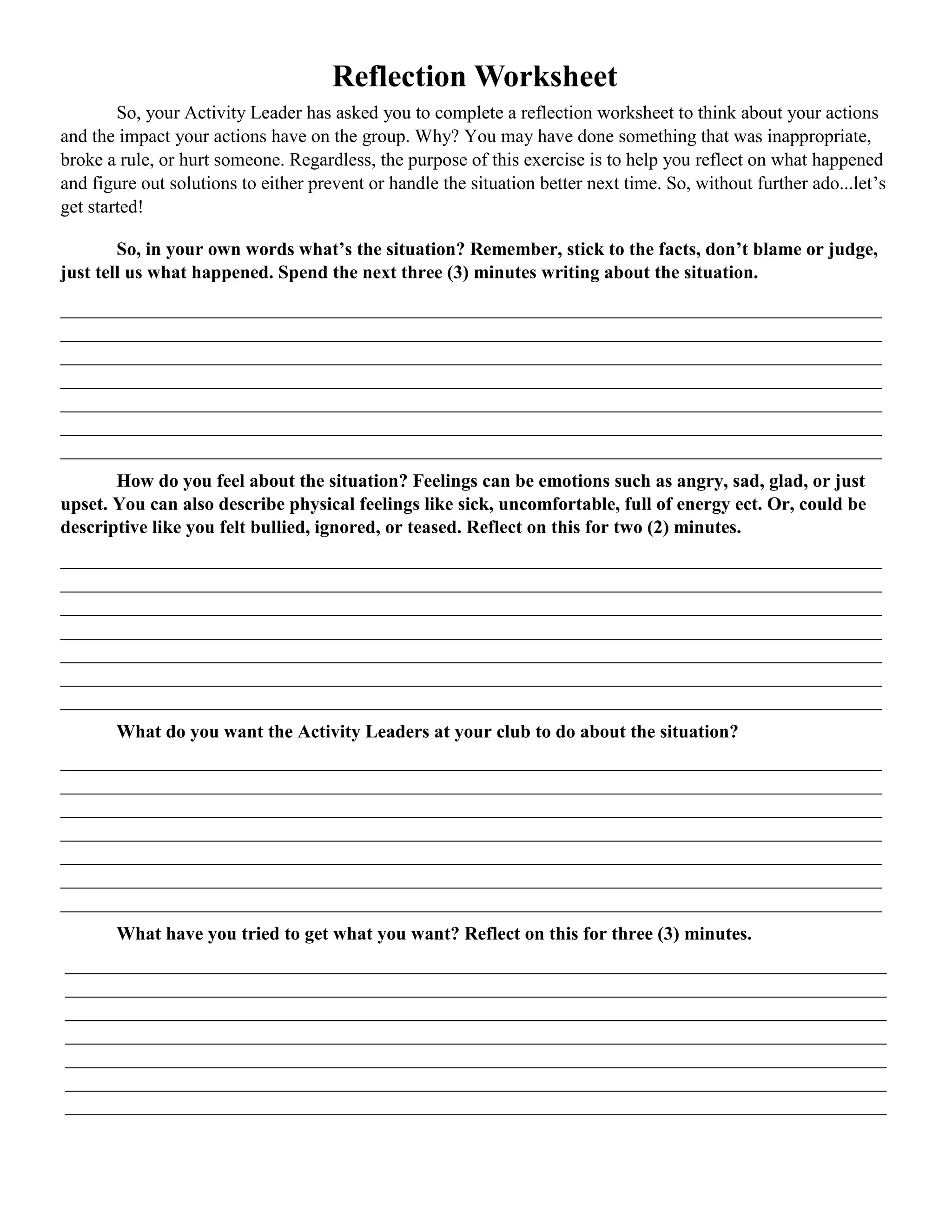 Reflection Worksheet | PDF | Resume Writing and Advice | Job Search