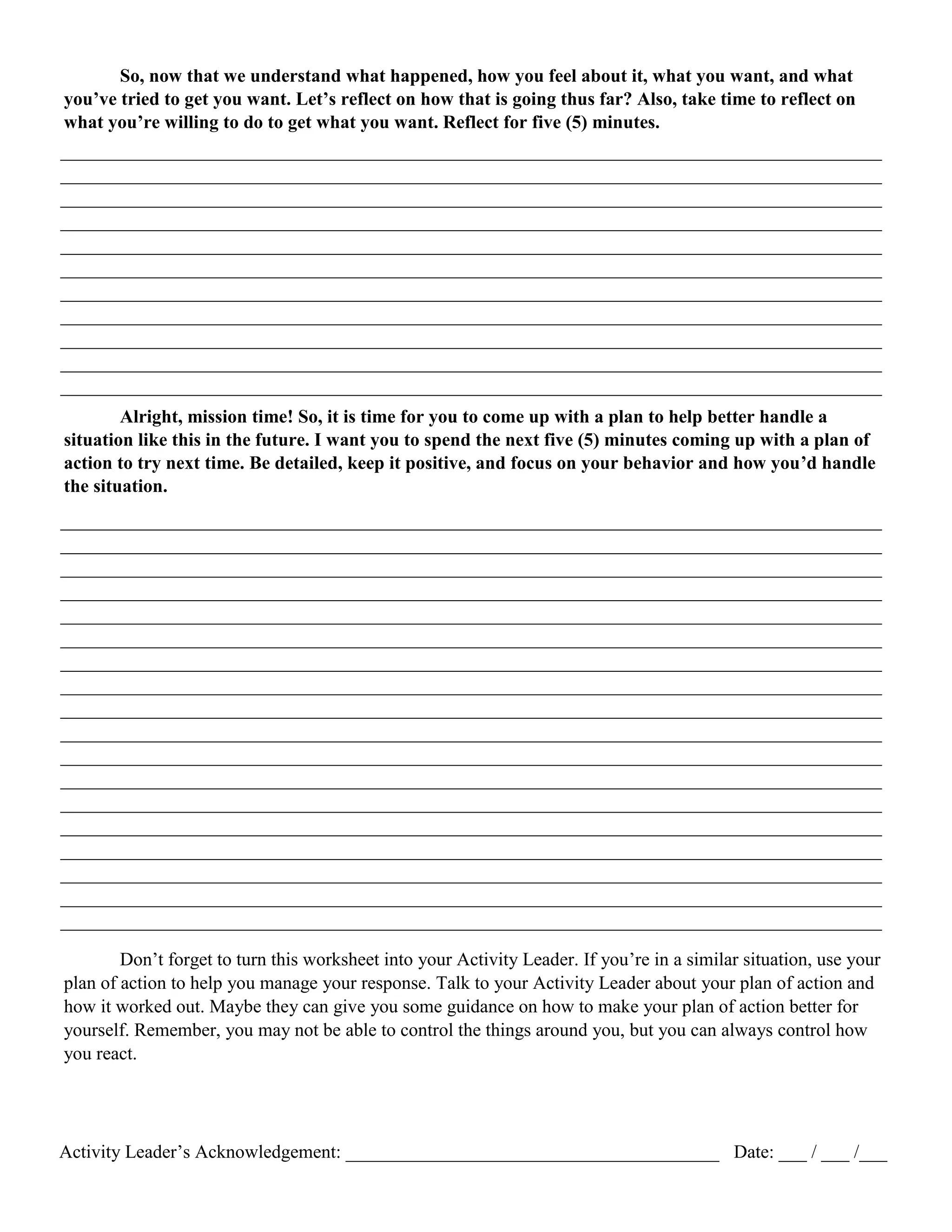 Reflection Worksheet | PDF