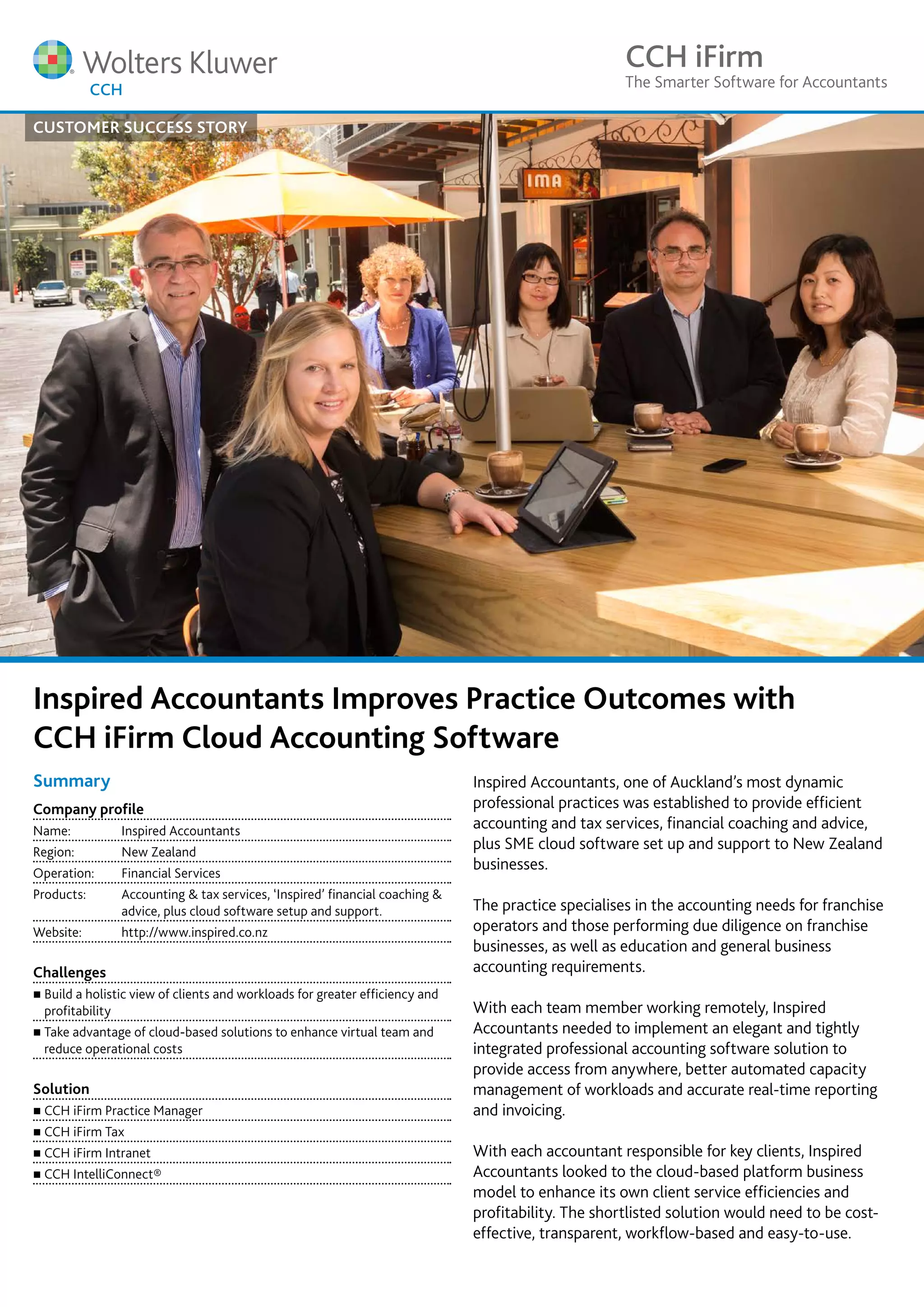 Wolters Kluwer CCH iFirm Case Study - Inspired Accountants | PDF