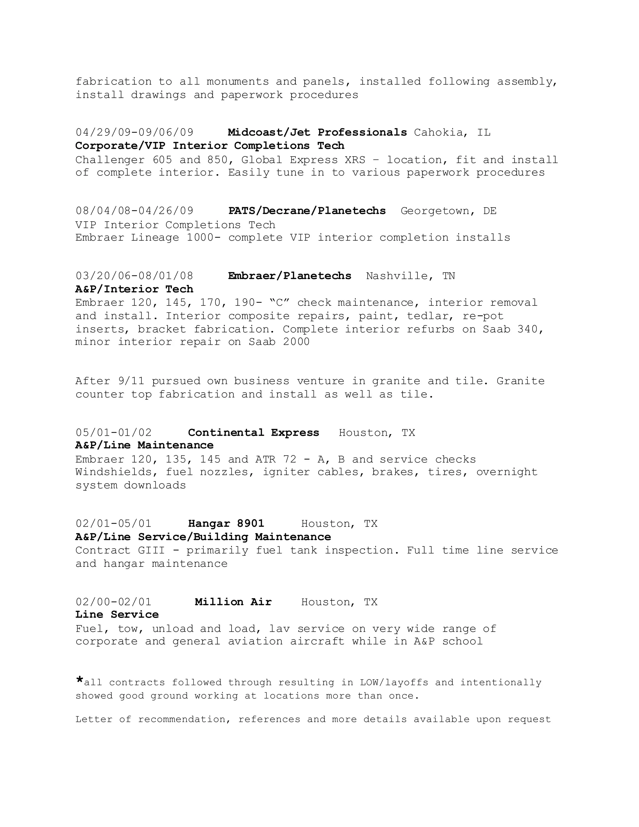 Sellars, Bryan Resume | DOCX | Aviation Industry | Industries