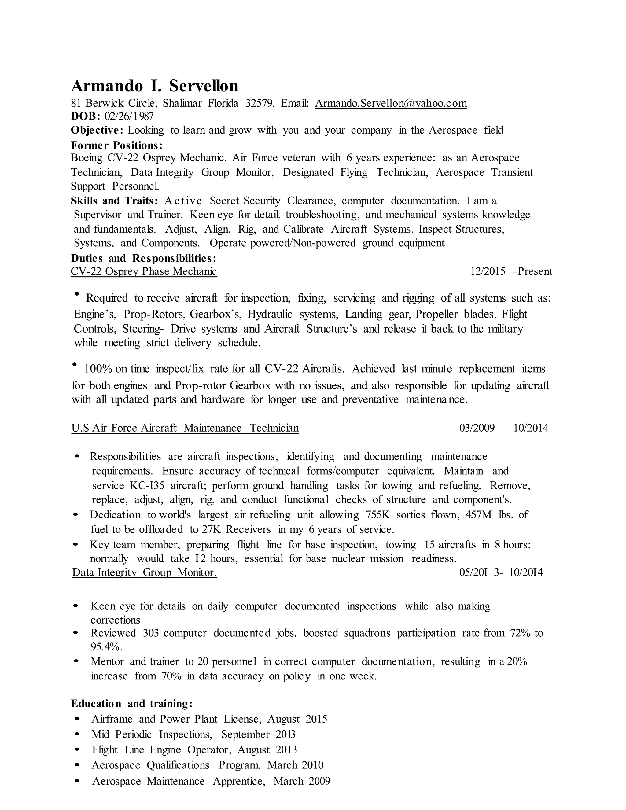 Armando I. Servellon's Resume | DOCX