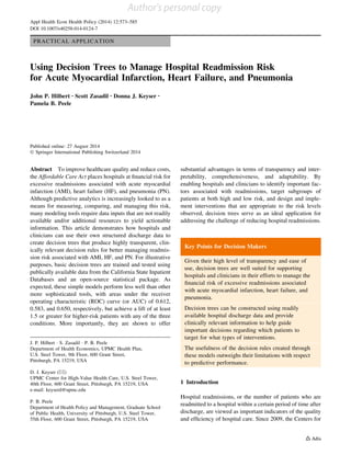 readmission paper applied health econ | PDF | Databases | Computer ...
