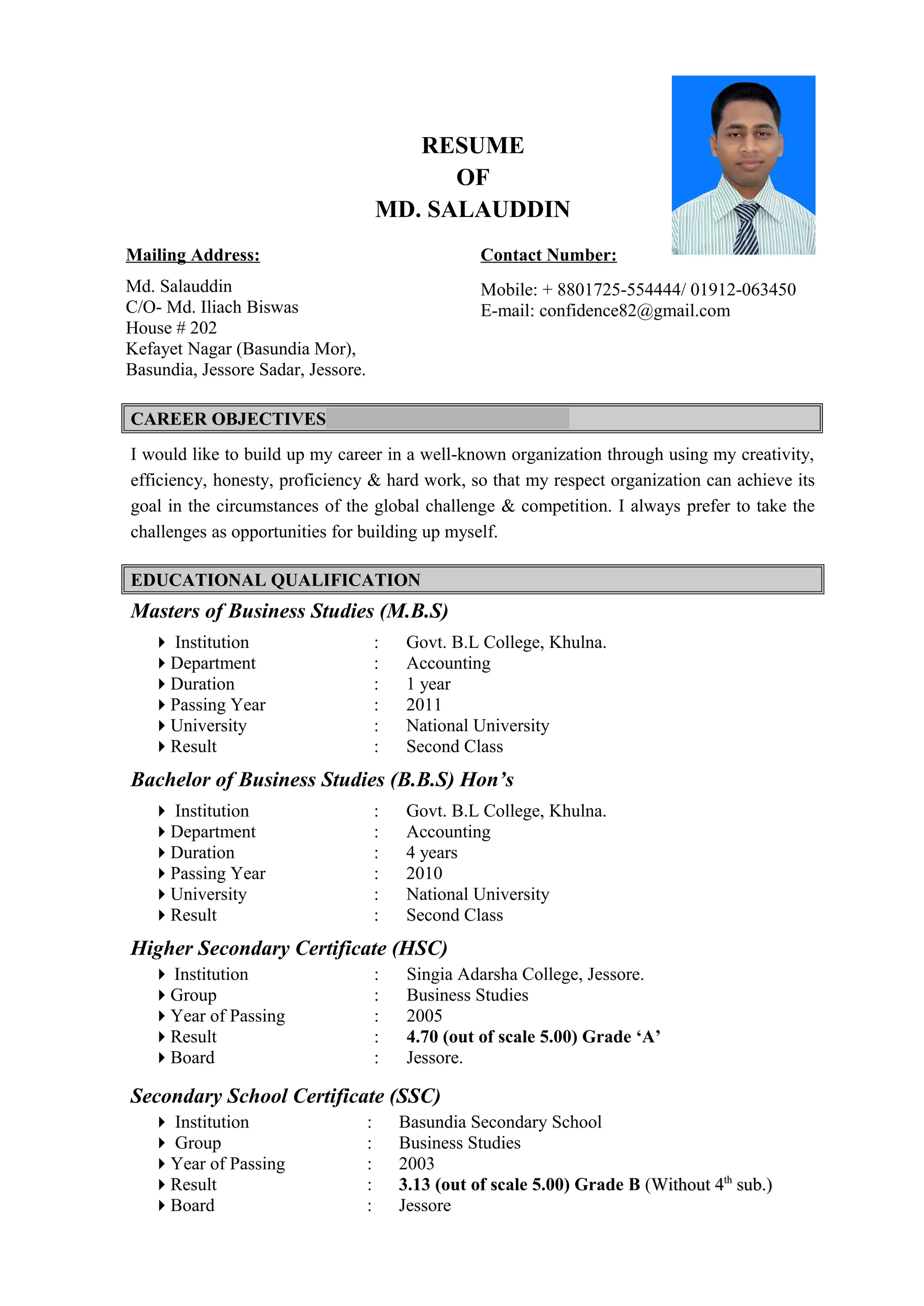 CV - Salauddin | DOC | Education