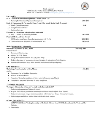 Resume - Mudit (1) | PDF