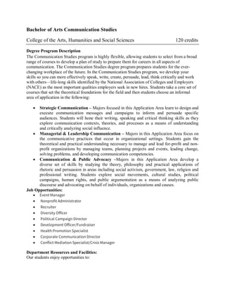 Communication Studies program sheet - Communication Studies | PDF