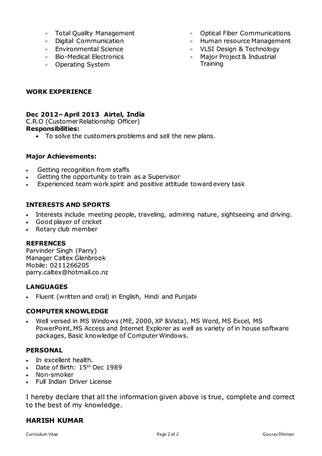 Harish Kumar cv | PDF