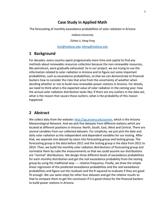 Applied Mathematics project final report | PDF