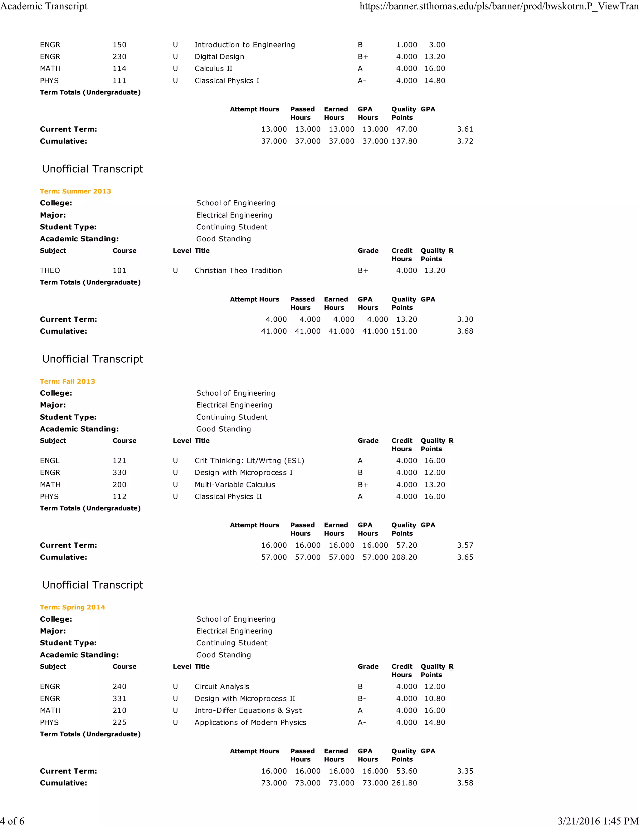 Academic Transcript | PDF