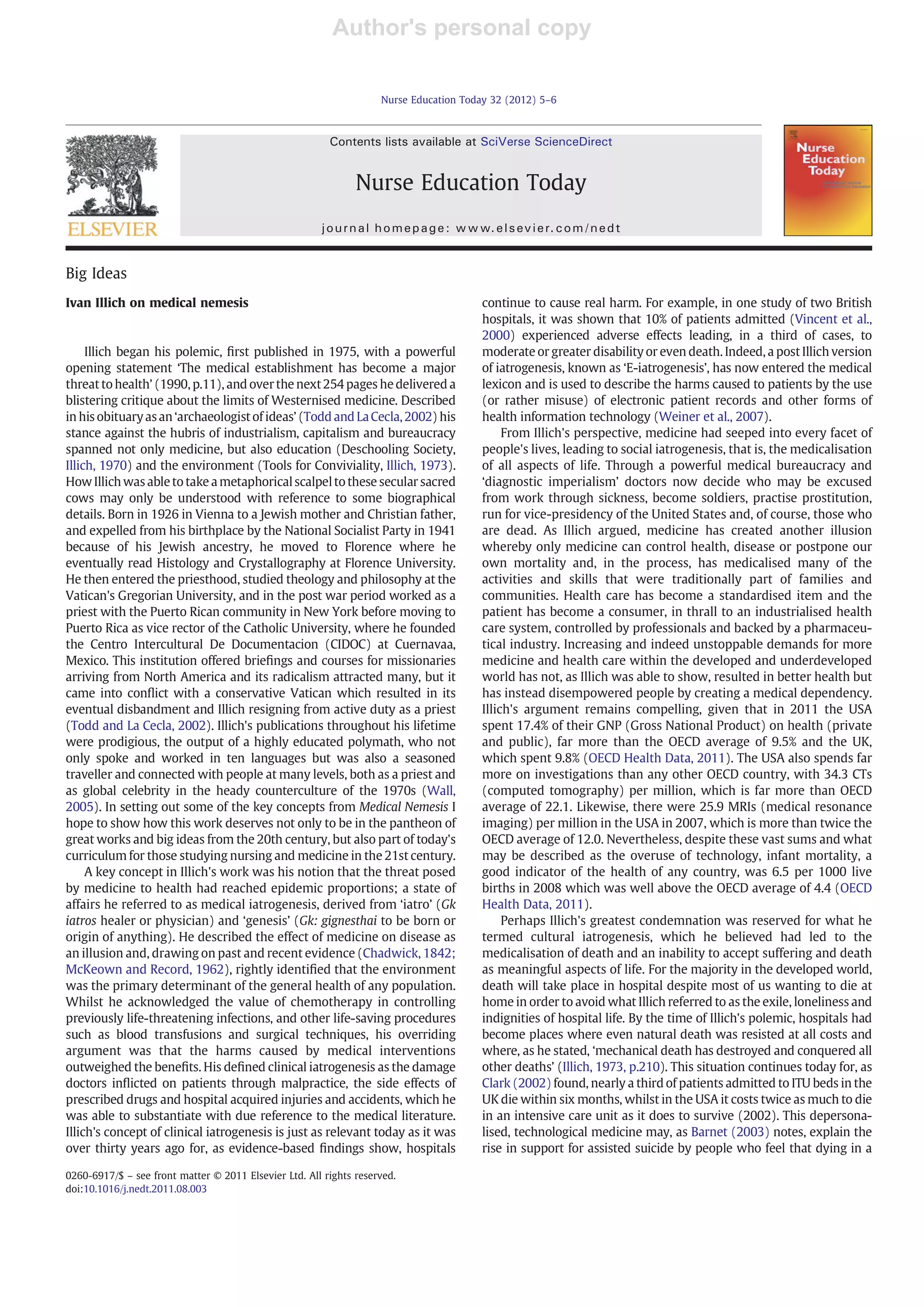 ILLICH YNEDT2074 | PDF | Healthcare Industry | Industries