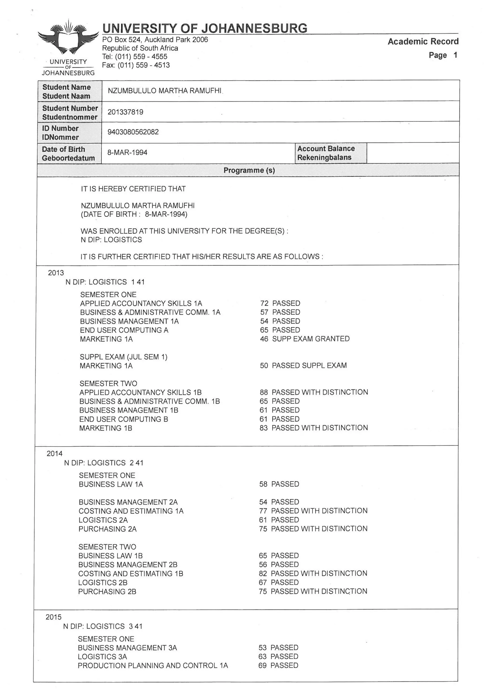 academic record 2016 | PDF